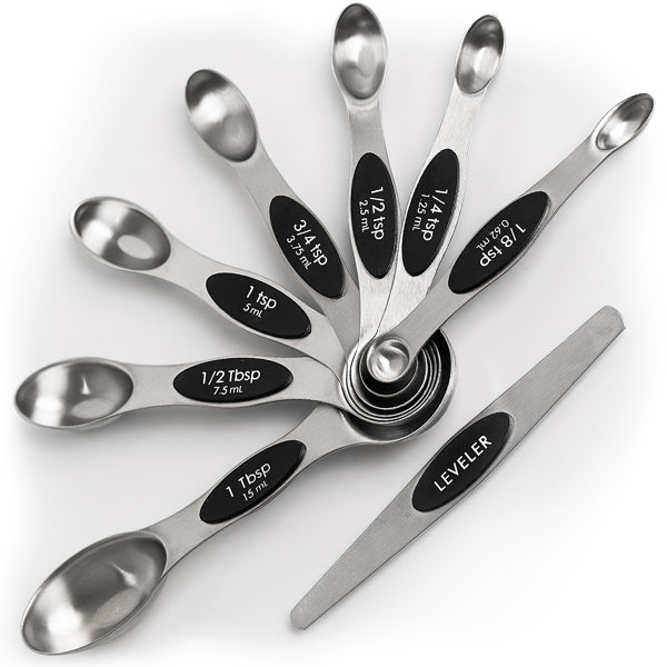 Zulay Kitchen 8 Piece Set Stainless Steel Magnetic Measuring Spoons ...