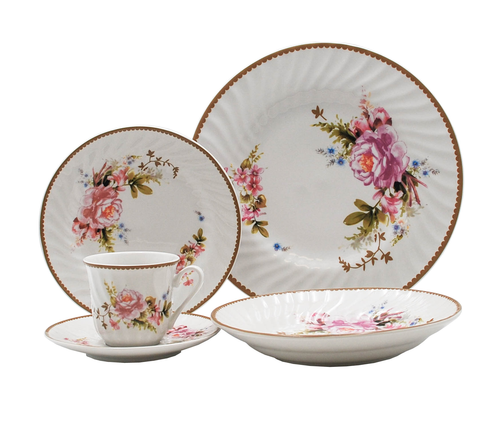 August Grove® Rabia Rose 45-Piece Porcelain Dinnerware Set – Service ...