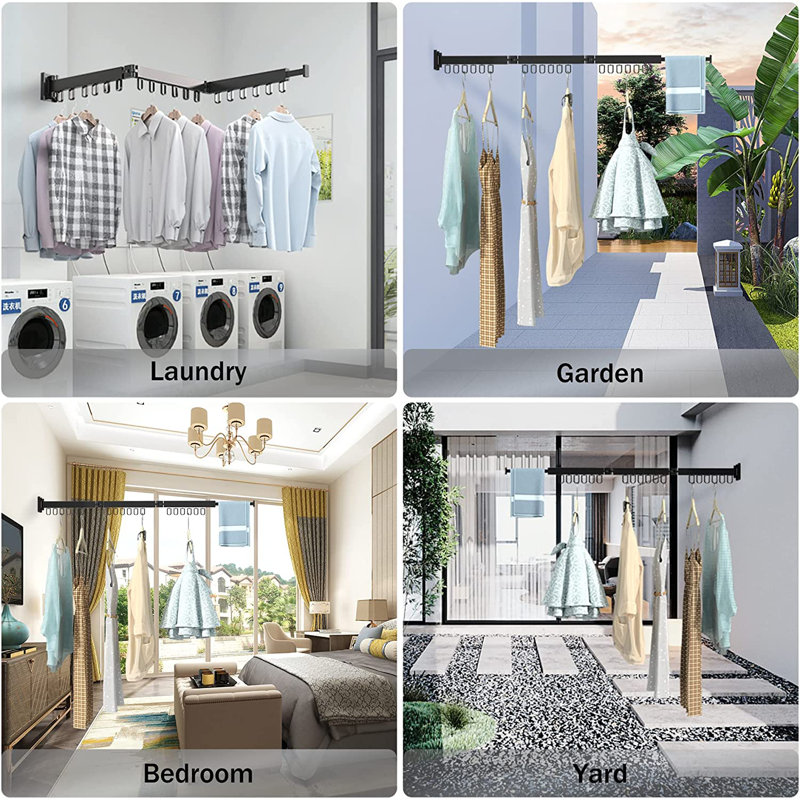 Rebrilliant Aluminum Foldable Wall-Mounted Drying Rack & Reviews | Wayfair