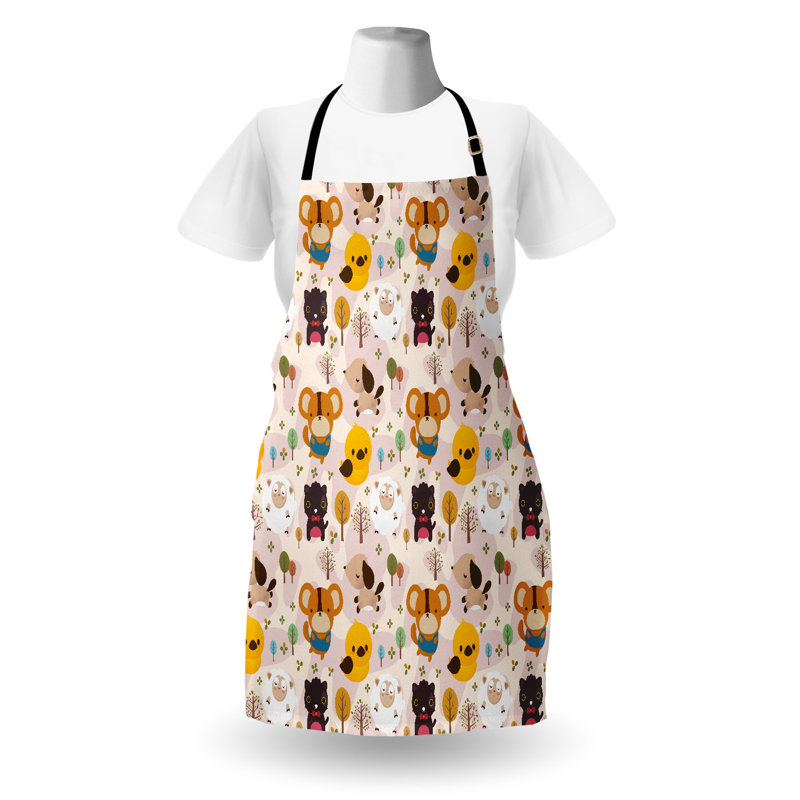 East Urban Home Cartoon Apron Unisex, Caricatures Jungle, Adult Size ...