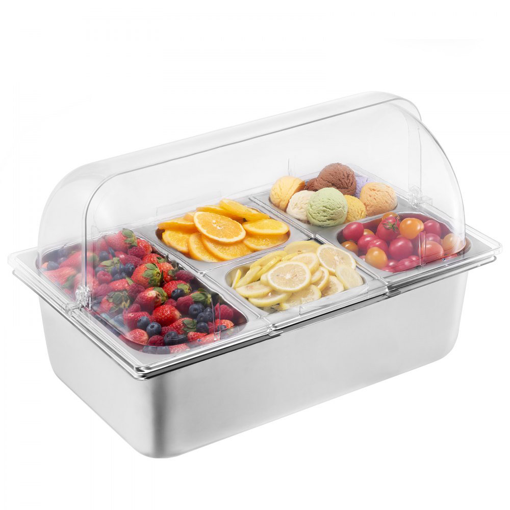 Latitude Run® Countertop Food Serving Display Container 5 Pan Condiment ...