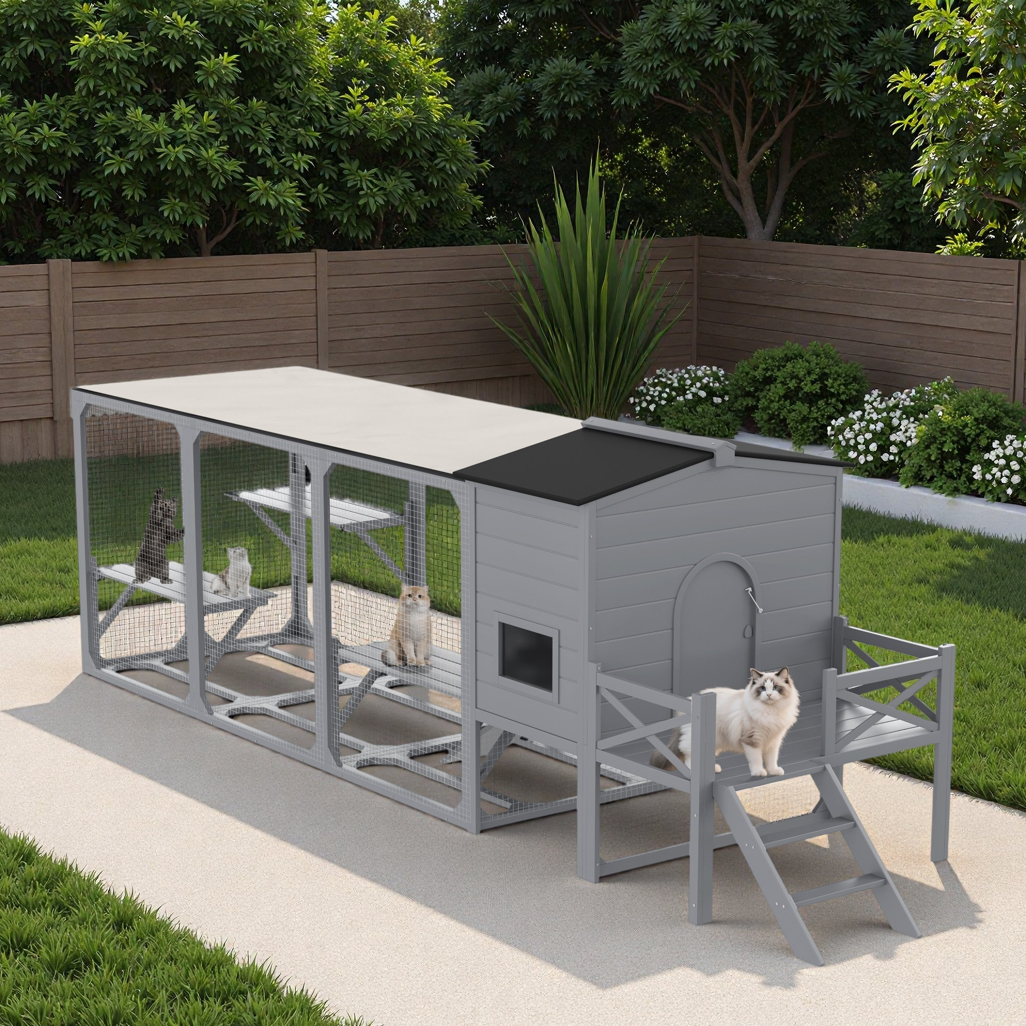 Tucker Murphy Pet™ Outdoor Cat House With Jumping Platforms, Cat Swing ...
