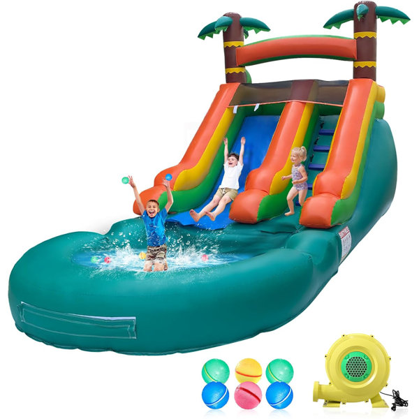 Connsann 21' x 9' Safari Inflatable Water Slide with Pool, Backyard ...