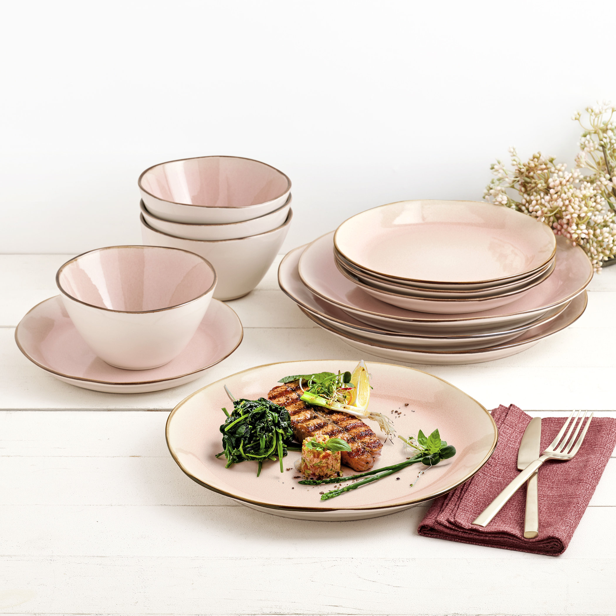 Tabletops Gallery Reactive Glaze Dinnerware Tabletops Gallery 12PC Set ...