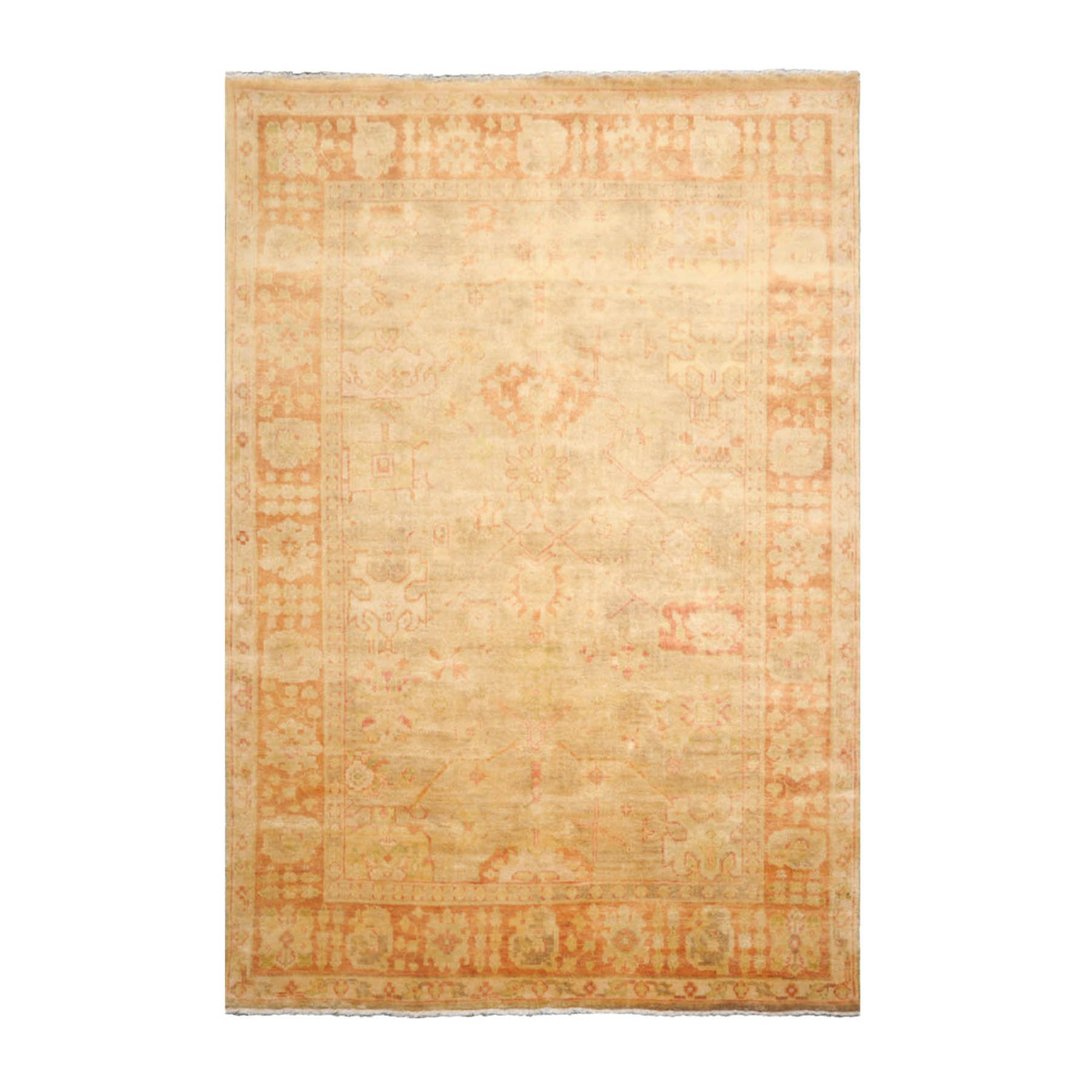 Oriental Rug of Houston Hand Knotted Oushak Oriental Area Rug in Tan ...
