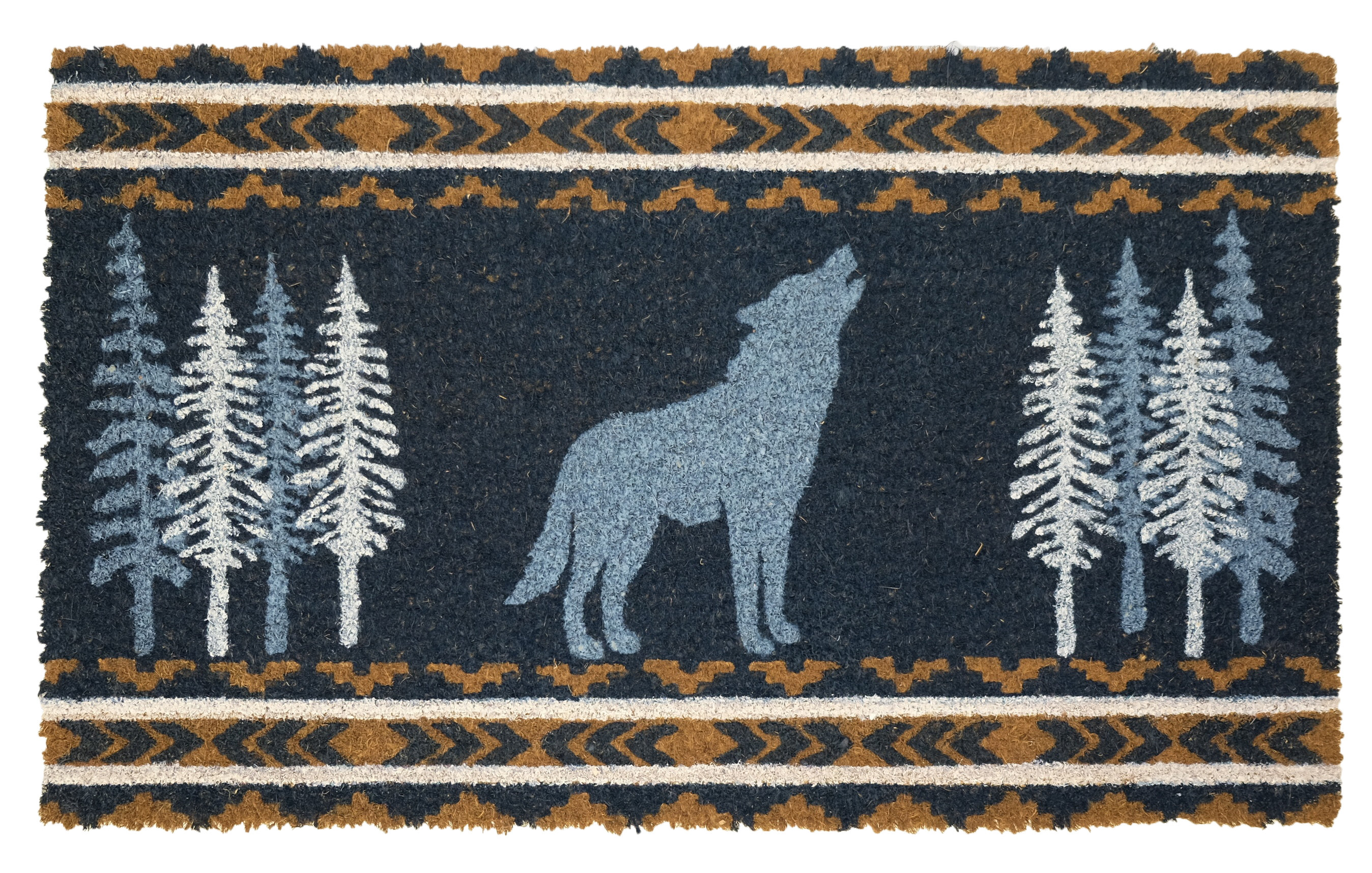 Millwood Pines Midnight in the Woods Howling Wolf Rustic Forest Coir 30 ...