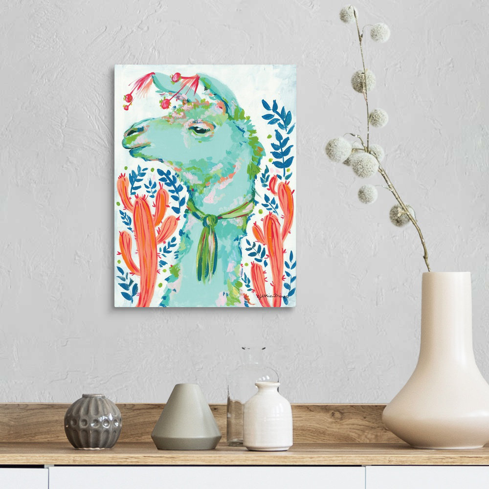 Indigo Safari Llama in the Desert by Jessica Mingo - Print on Canvas ...