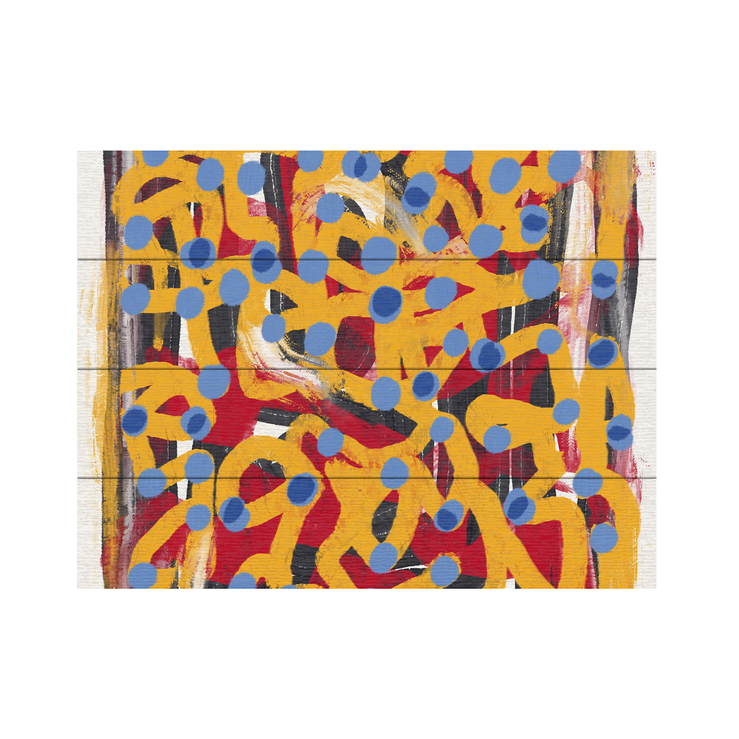 Ebern Designs Little Dean Yellow Dotted Line Art Abstract Blue Polka ...