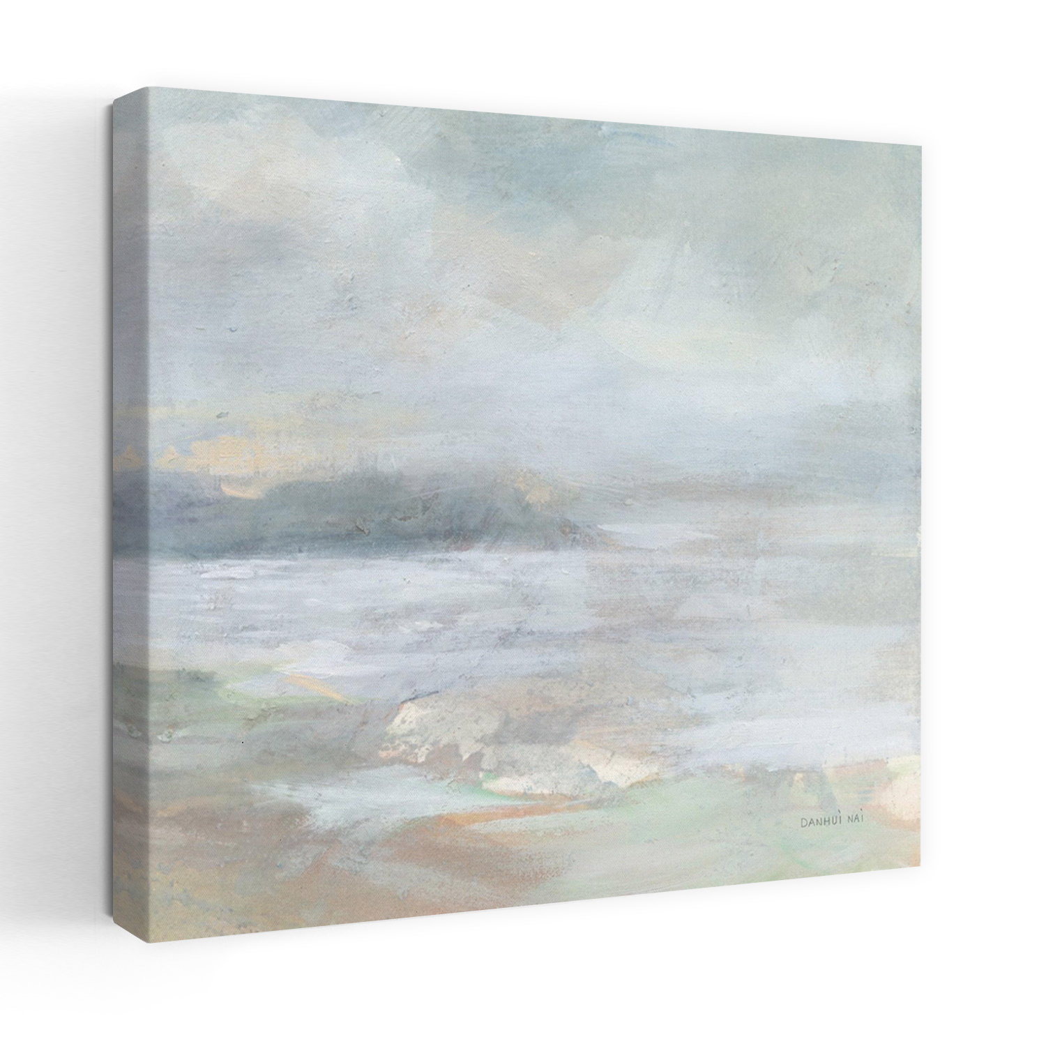 Dovecove Coastal Bay Fog Crop With Abstract Bay Art | Wayfair