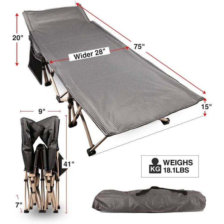 REDCAMP Folding Camping Cot for Adults 500lbs, Heavy Duty Wide Sleeping ...