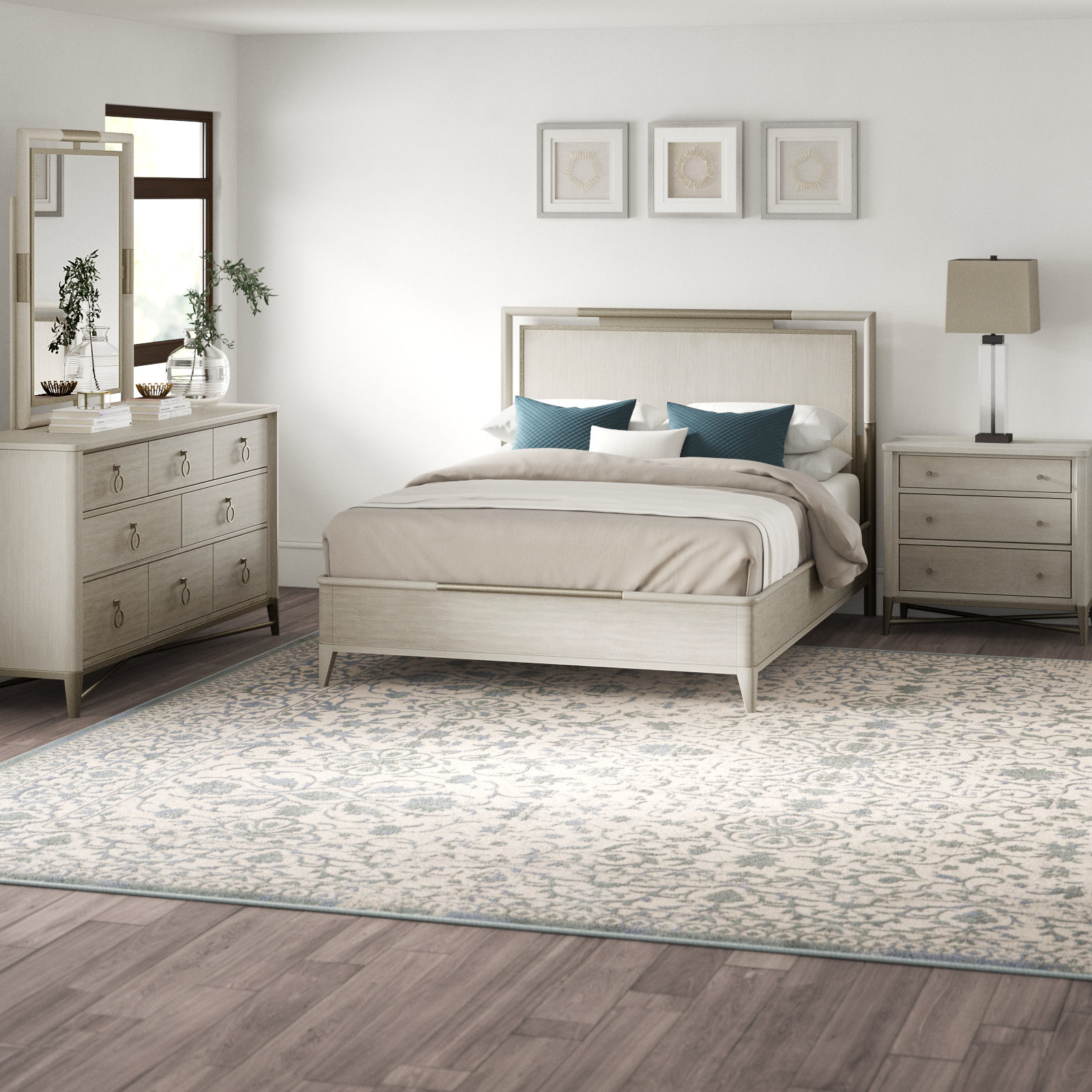 Beachcrest Home Cathie Solid Wood Bedroom Set With Metal Frame, Dresser ...