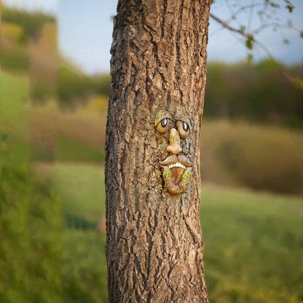 The Holiday Aisle® Old Man,4Pcs Tree Face Decor Statues,Garden Peeker ...