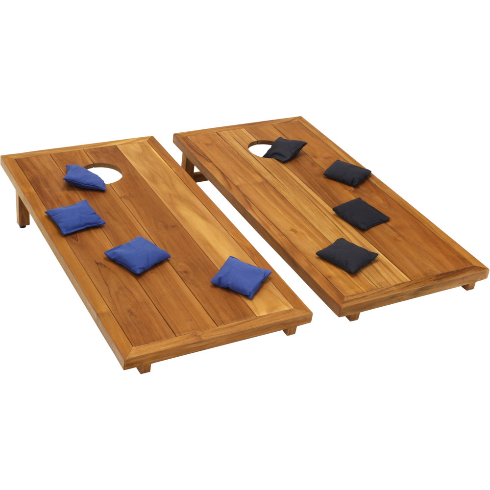 Aqua Teak Solid Wood Foldable Water Resistant Cornhole Set | Wayfair