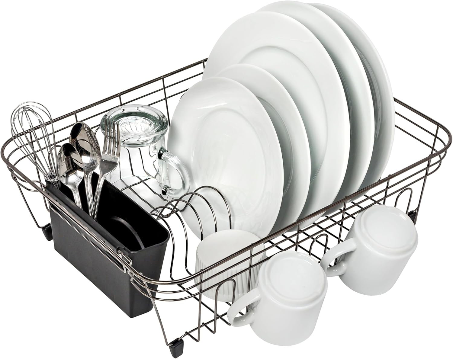 BY Family Wire Dish Drying Rack With Black Tray - Chrome Finish Compact ...