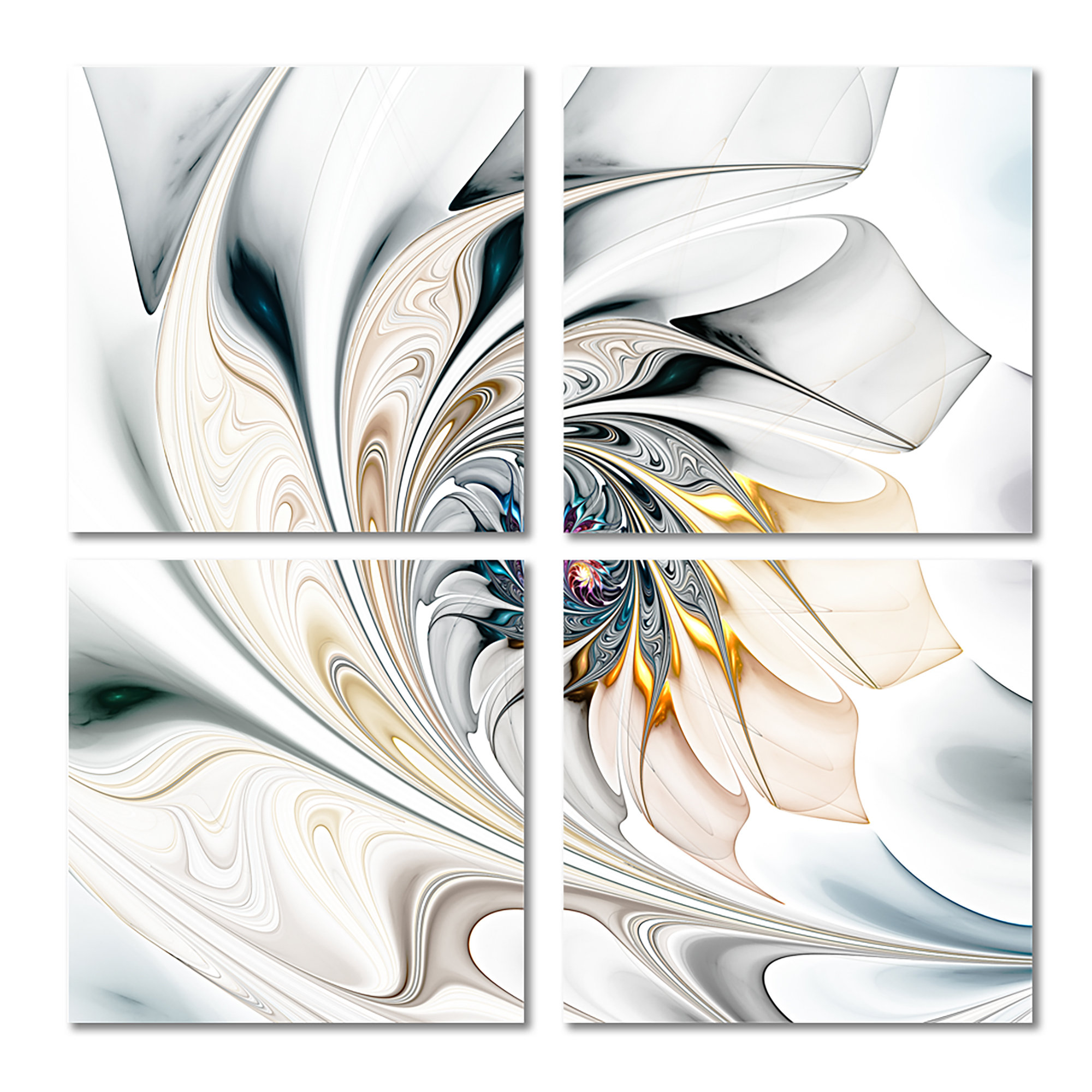 Everly Quinn White Stained Glass Floral Art - Floral Canvas Wall Art ...