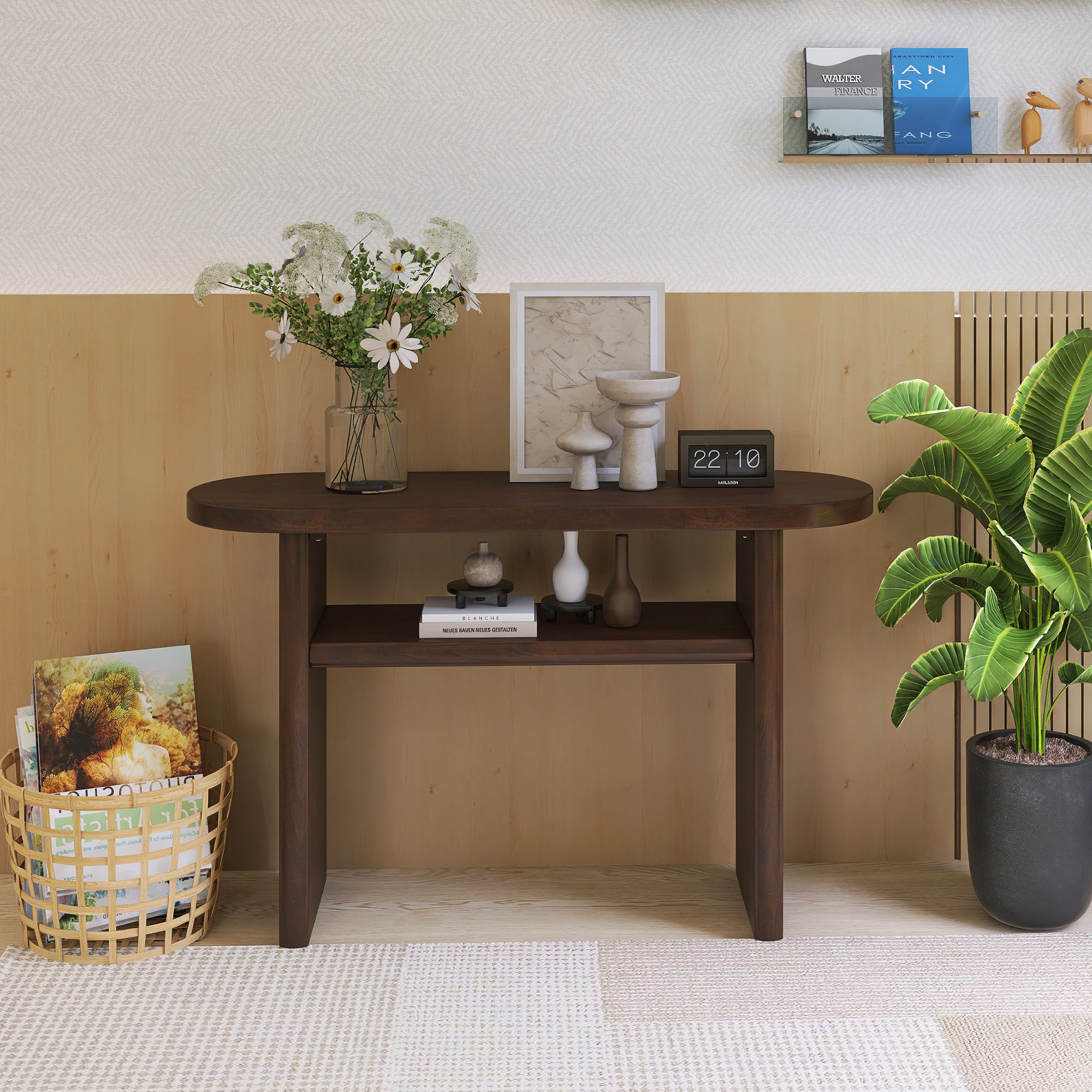 Latitude Run® 47.80'' Console Table With Rounded Edges And Sturdy Shelf ...