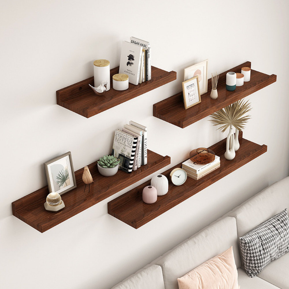 Ebern Designs 2pcs Solid Wood Floating Shelves Wall Shelves Storage ...