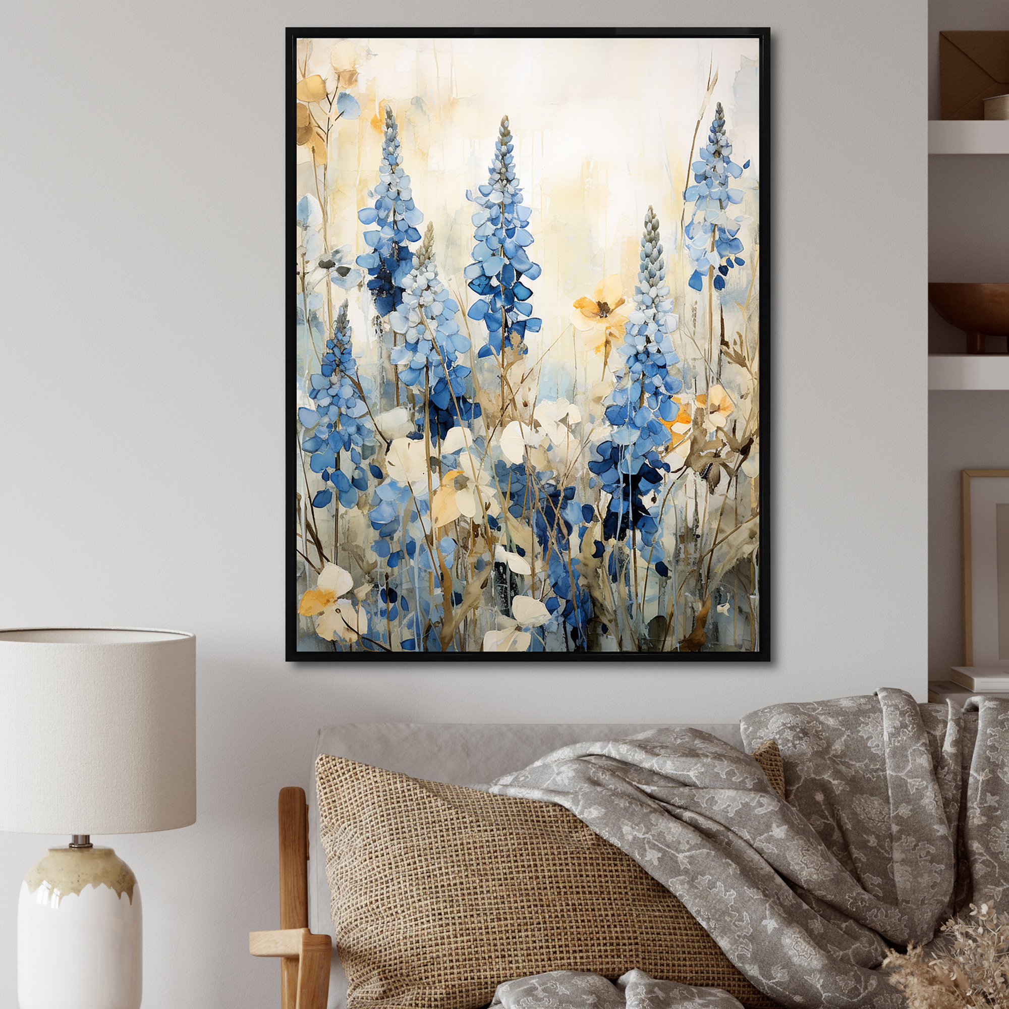Design Art Elegant Blue Bonnets Meadow II - Blue Bonnets Canvas Art ...