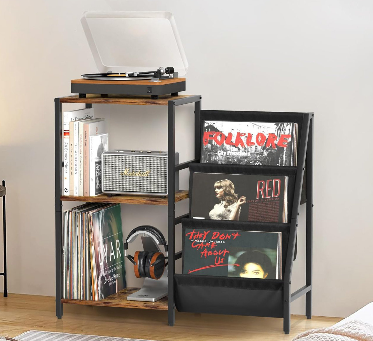 17 Stories Turntable Stand with Record Holder Vinyl Display Shelf ...