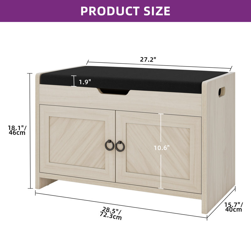 Breakwater Bay Shoe Bench Cabinet Storage Organizer With Padded Seat ...