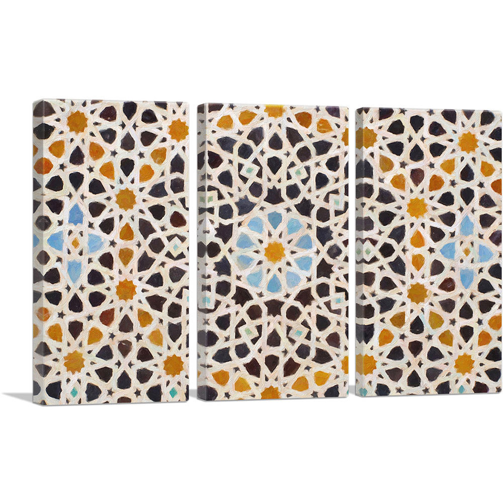 ARTCANVAS " Modern Mini Sun Tile Pattern " 3 - Pieces Painting Print ...