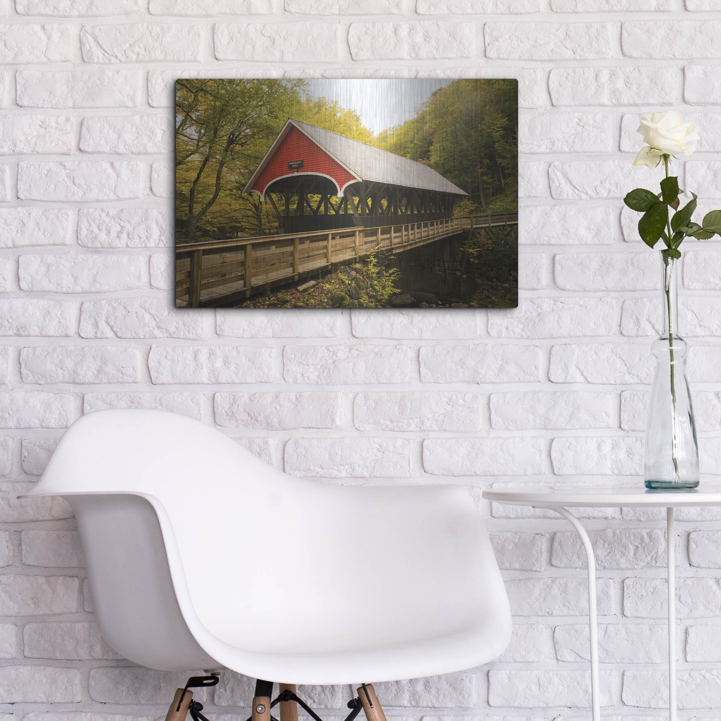 Ebern Designs 'Flume Covered Bridge' by Brandon Wong Metal Wall Art ...