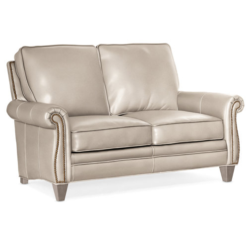 Bradington-Young 65" Genuine Leather Rolled Arm Loveseat | Wayfair