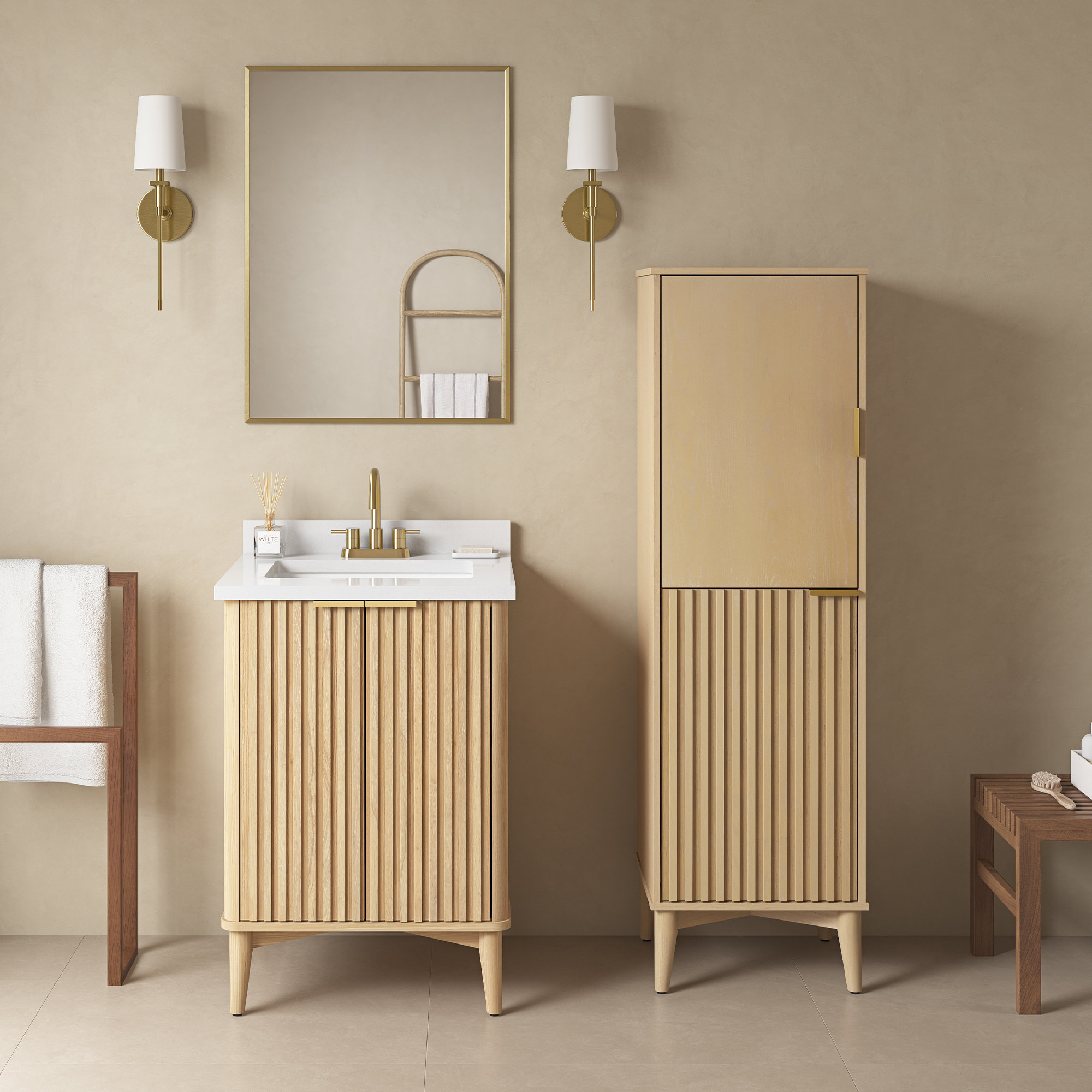 Ove Decors Ronson 24 in. Single Sink Bathroom Vanity and 18 in. Side ...