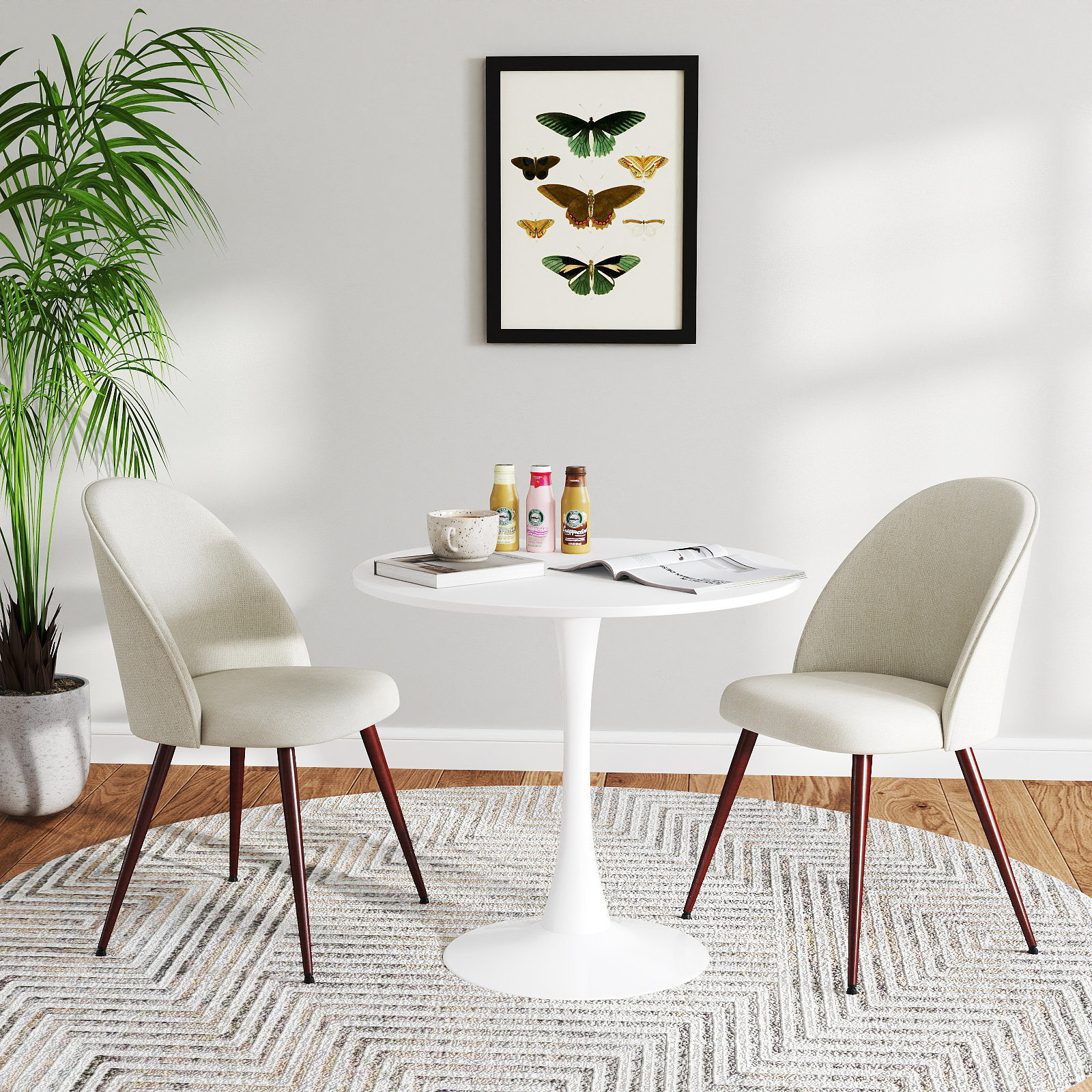 Corrigan Studio® Kasparas 3-Pieces Modern Dining Table Set with Round ...