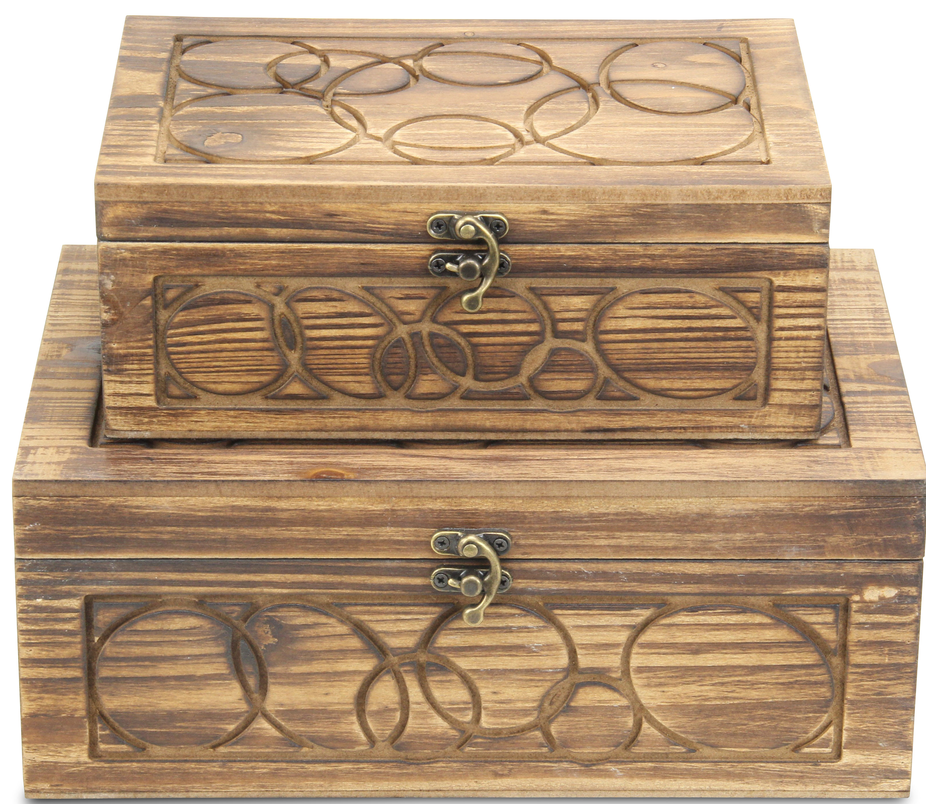 Bay Isle Home 2 Piece Wooden Decorative Trunk Set | Wayfair