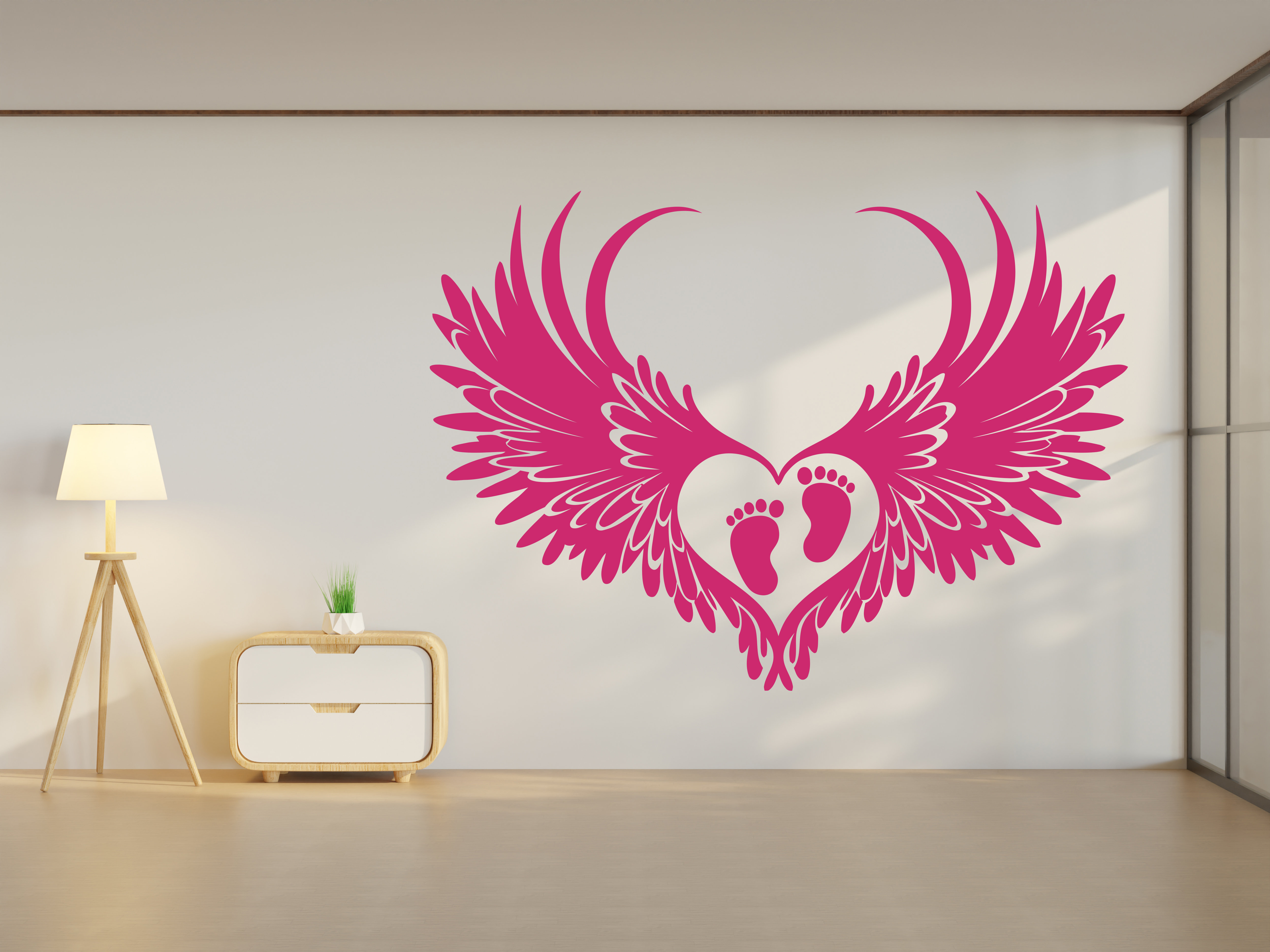 Stickalz Baby Feet Angel Wings Gender Reveal Wall Decor, Baby Wall ...