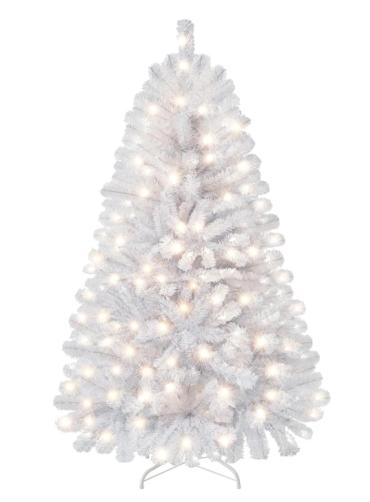 The Holiday Aisle® 6ft Pre-lit White Spruce Artificial Christmas Pine ...