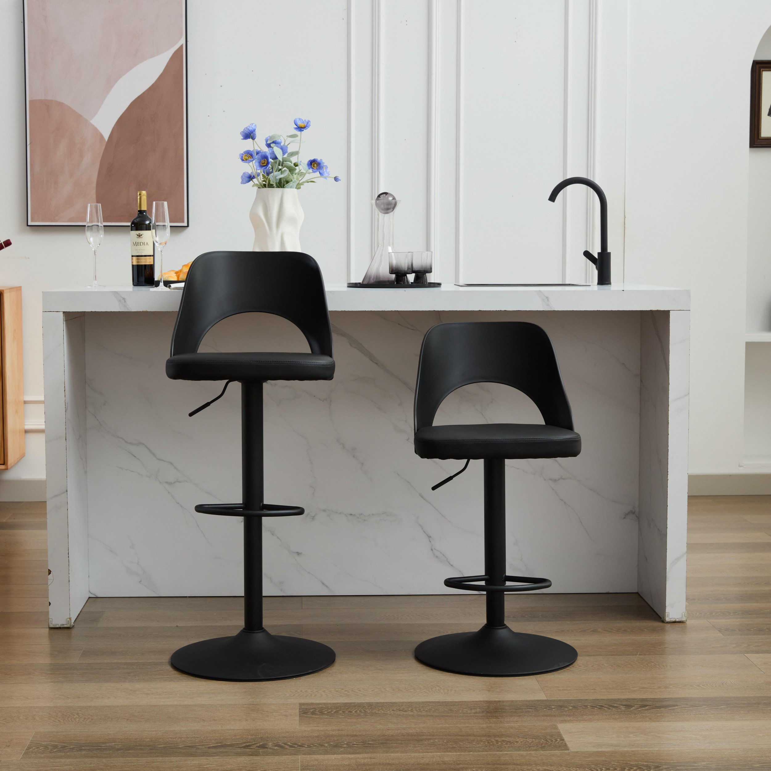 George Oliver Modern PU Bar Stools Set of 2 | Wayfair