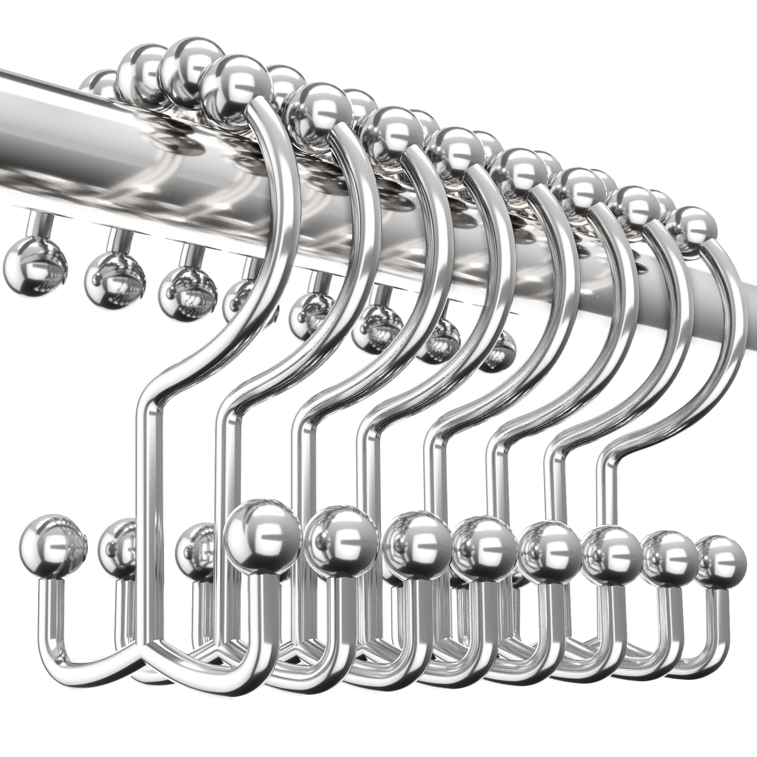 Passetas Double Shower Curtain Hooks Double Sided, Shower Curtain Rings ...