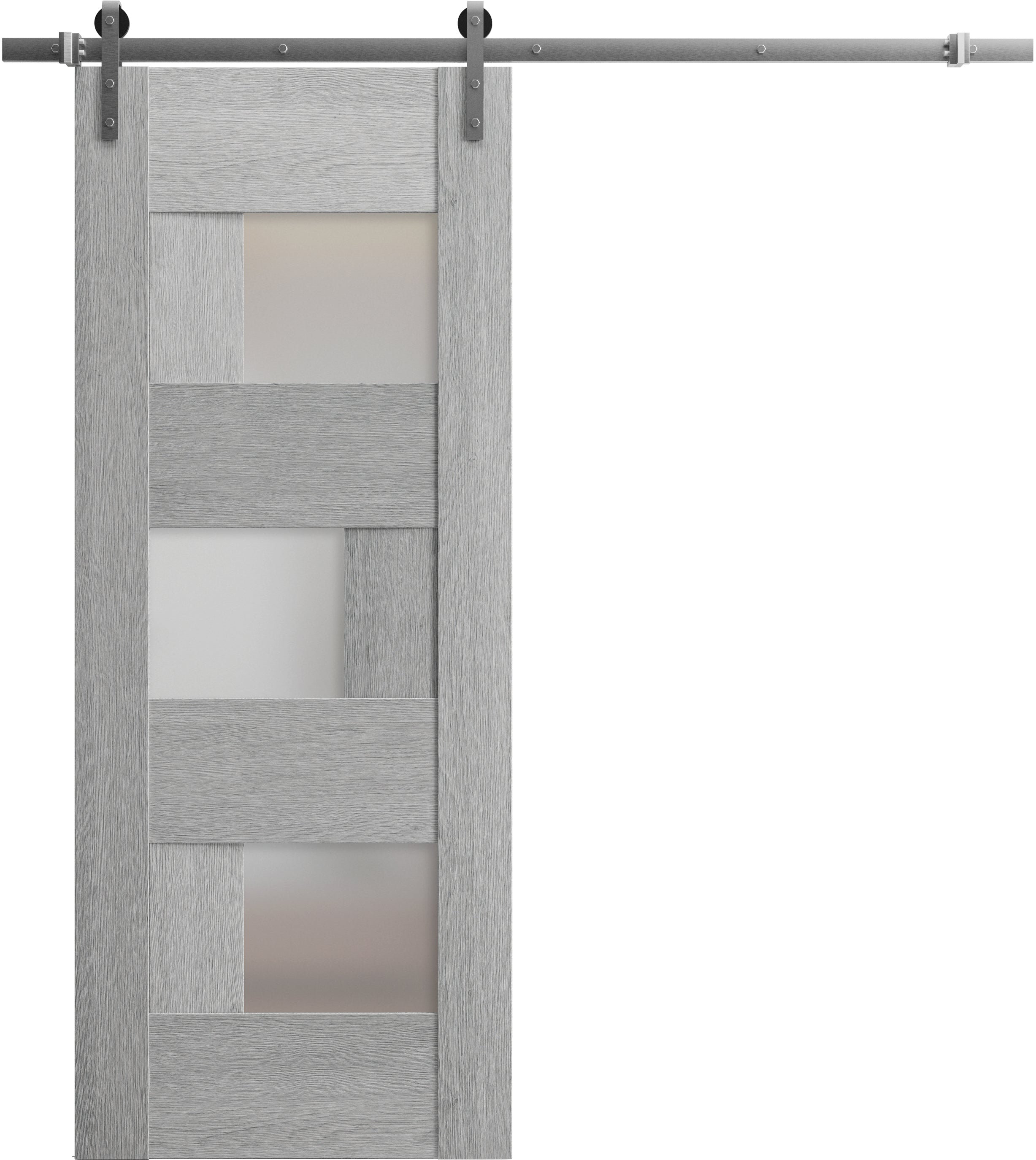 VDomDoors Sete Frosted Glass Panelled Wood Barn Grey Oak Door - Wayfair ...