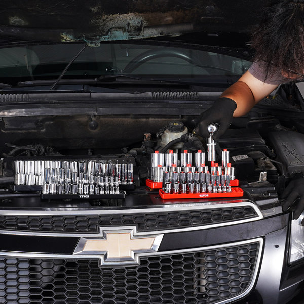 WFX Utility™ Socket Organizer Set 8PCS High-Rod Socket Tray Black & Red ...