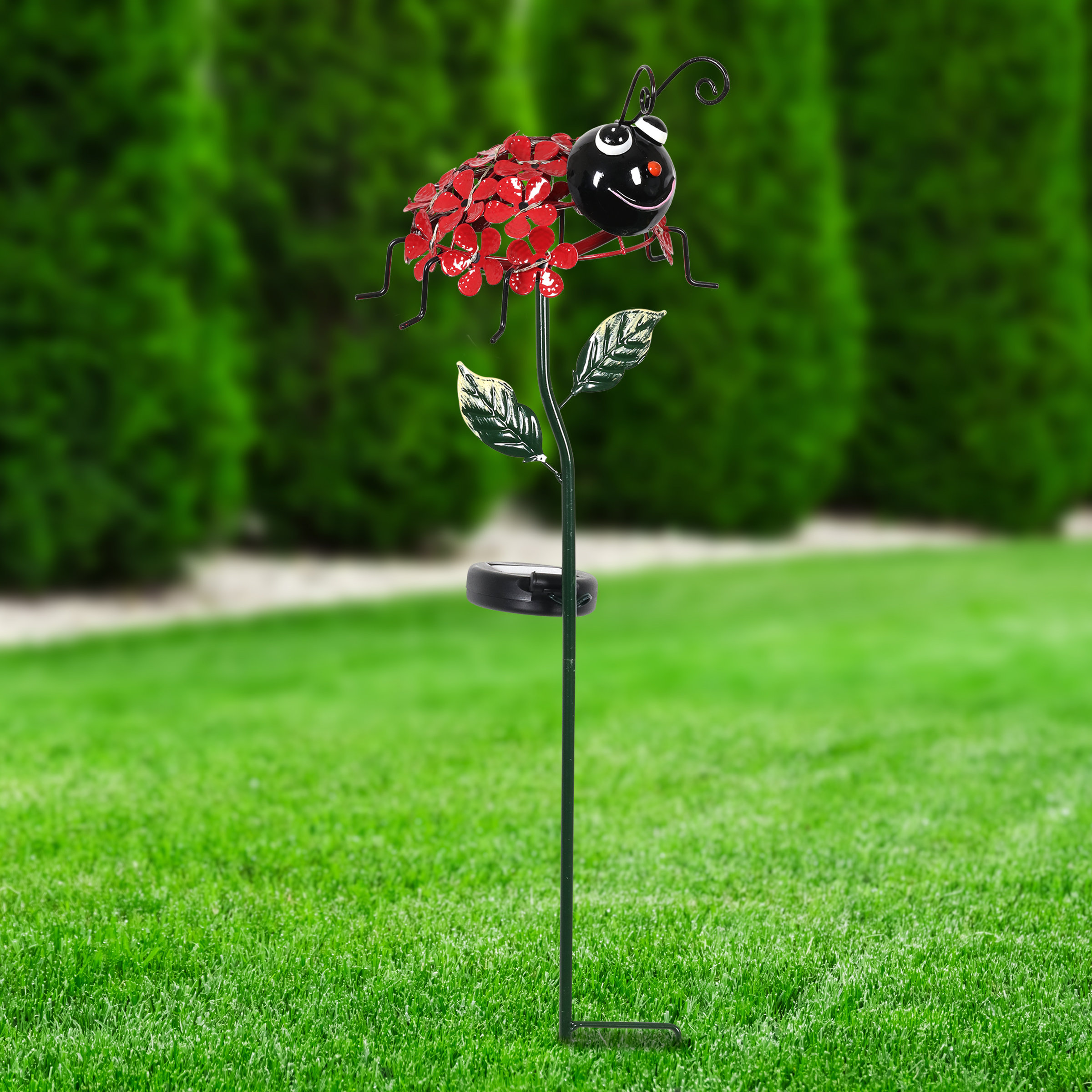 Exhart Solar Bumble Bee of Flowers with Twenty-One LED Lights Garden ...