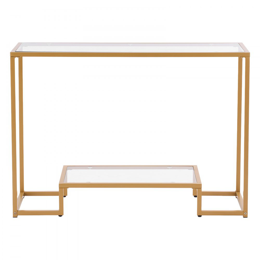 Mercer41 2-Tier Glass Console Table, Modern Rectangle Sofa Side Table ...
