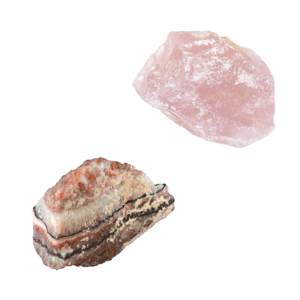 Mineralist Double Set Banded Calcite And Rose Quartz | Perigold