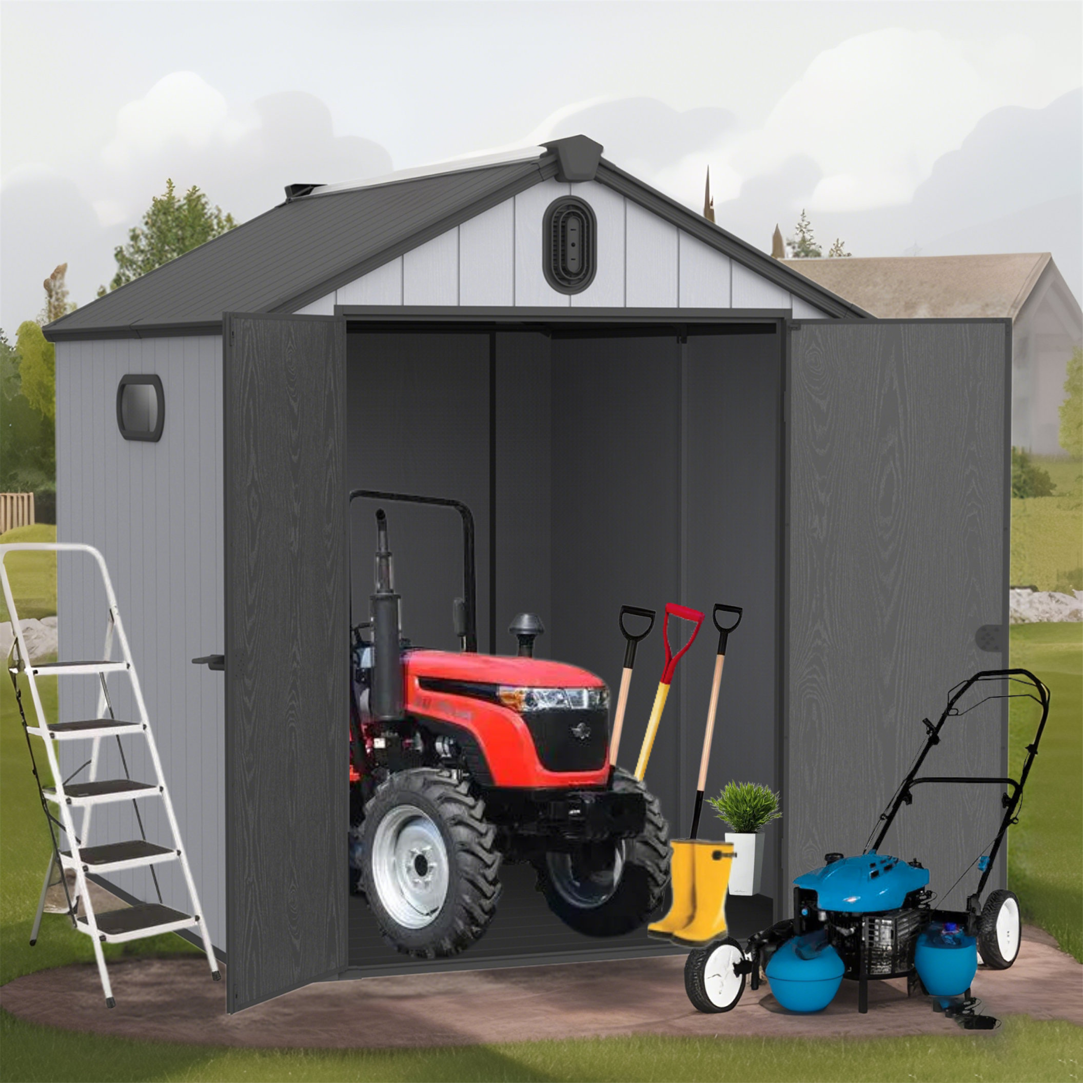 Modern Escapes Decor Outdoor 6ft×8ft Resin Weather-Resist Storage Shed ...