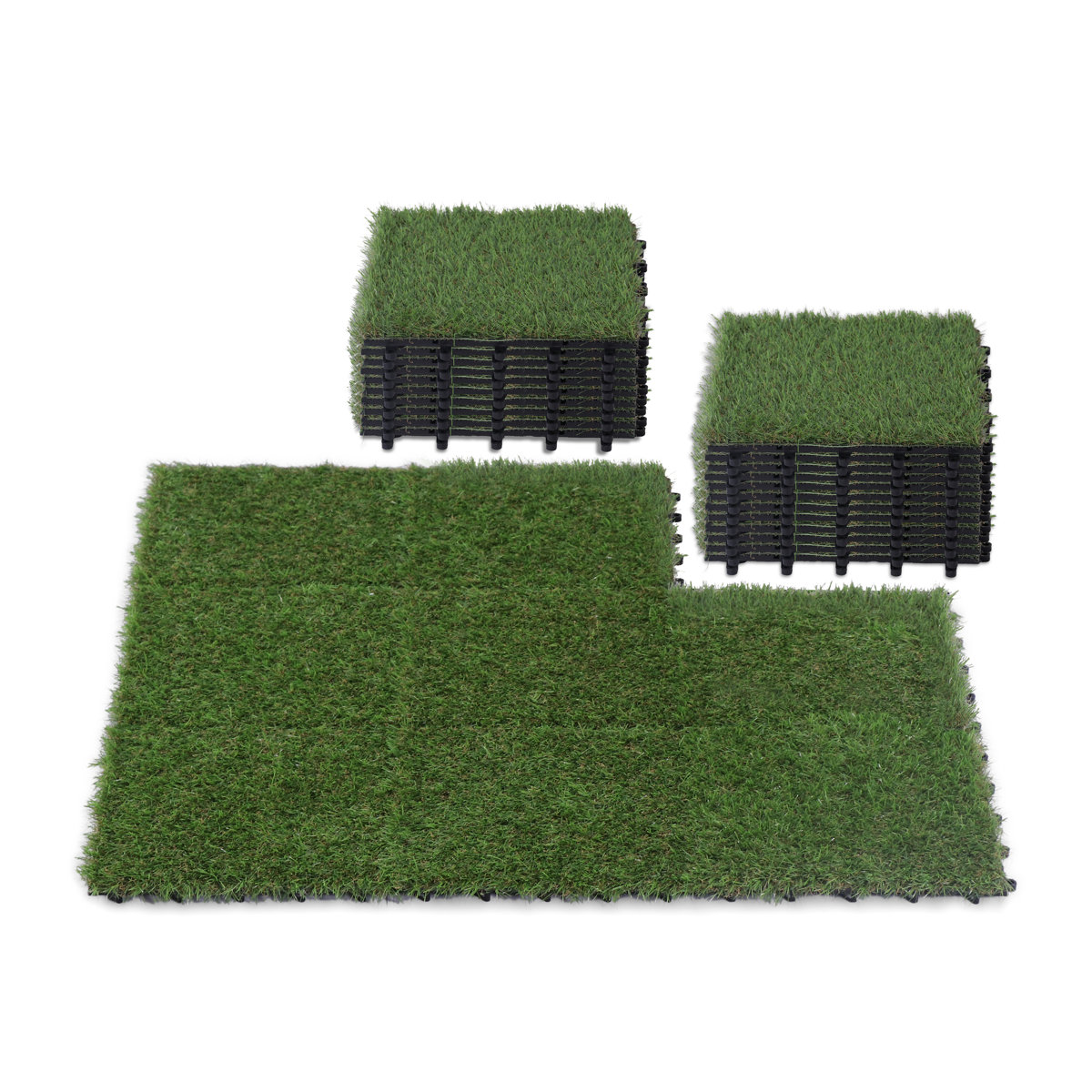 Victory Relax Set of 30 Interlocking Turf Tiles – Realistic Artificial ...