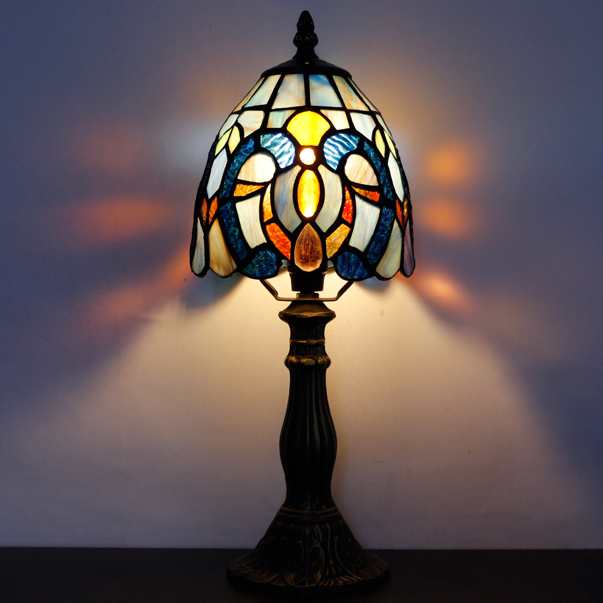 Astoria Grand Small Tiffany Lamp Mini Stained Glass Accent Table Lamp ...