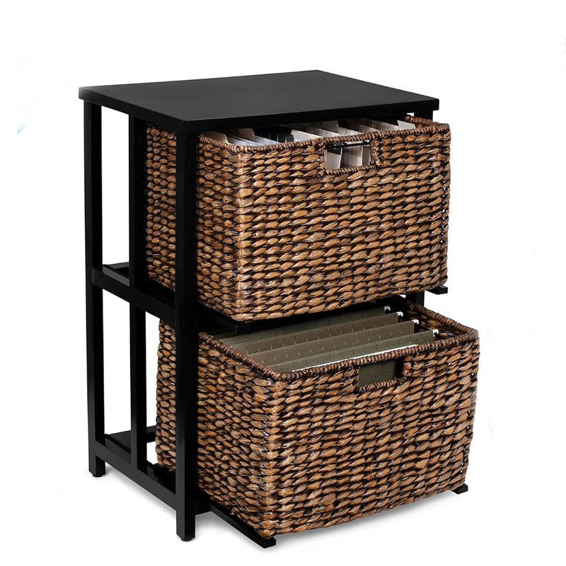 Latitude Run® HOME 2 Tiered File Cubby Wood Top, Home Office Storage ...