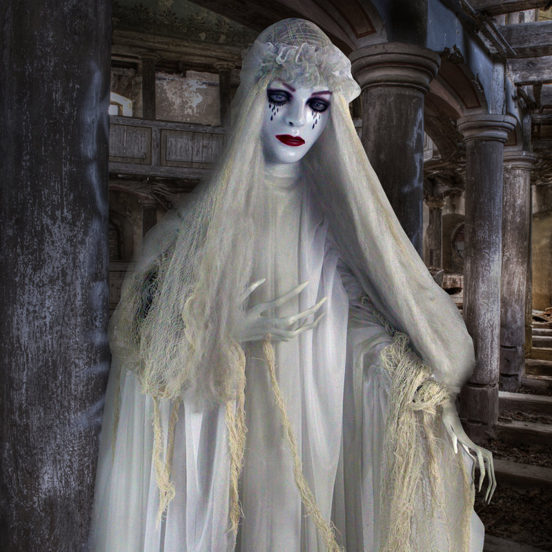 Haunted Hill Farm Life-Size Scary Ghost Bride, Halloween Animatronic ...