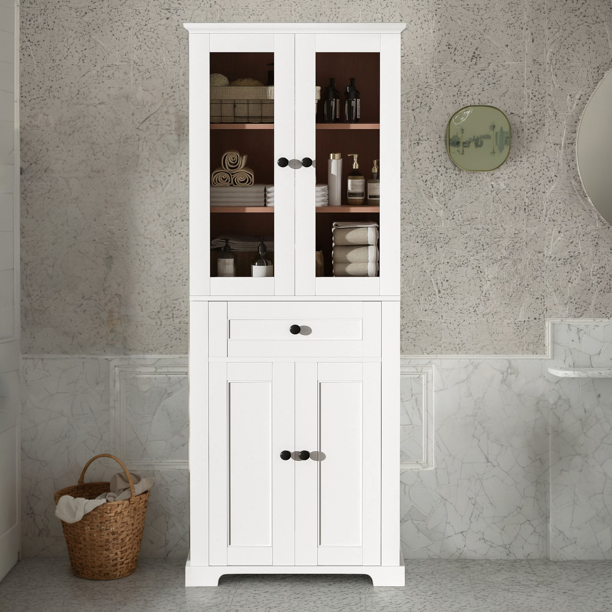 Rebrilliant Bathroom-Specific Linen Tower Storage Cabinet, Modern ...