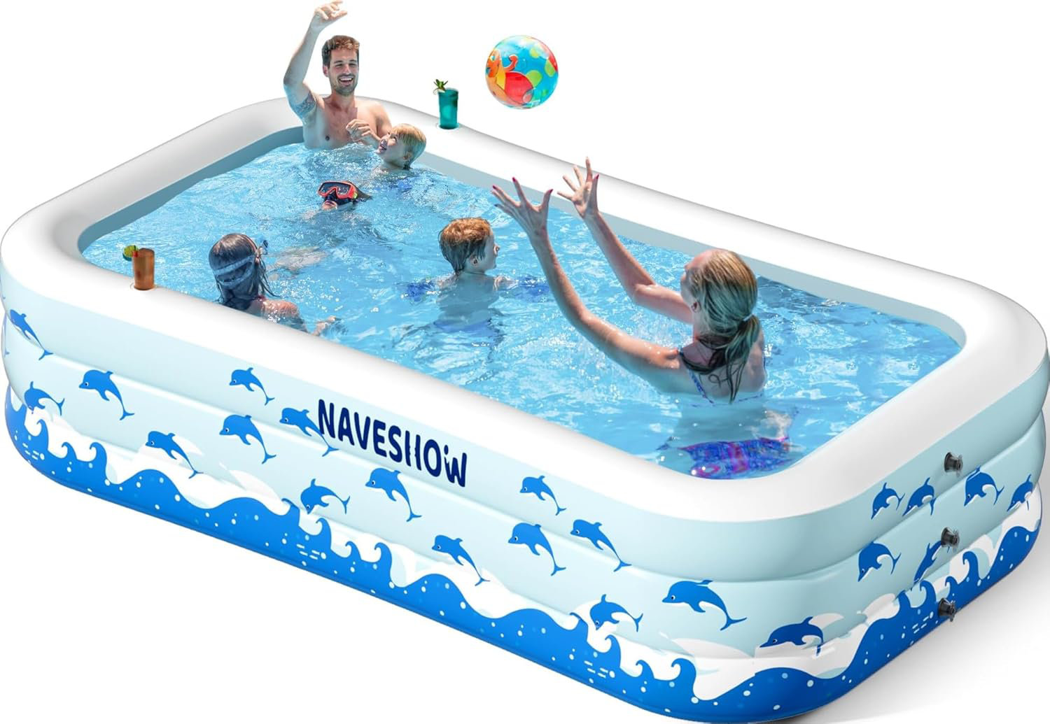 Utibia Inflatable Pool with Seats, 130” x 72” x22” Large Swimming Pool ...