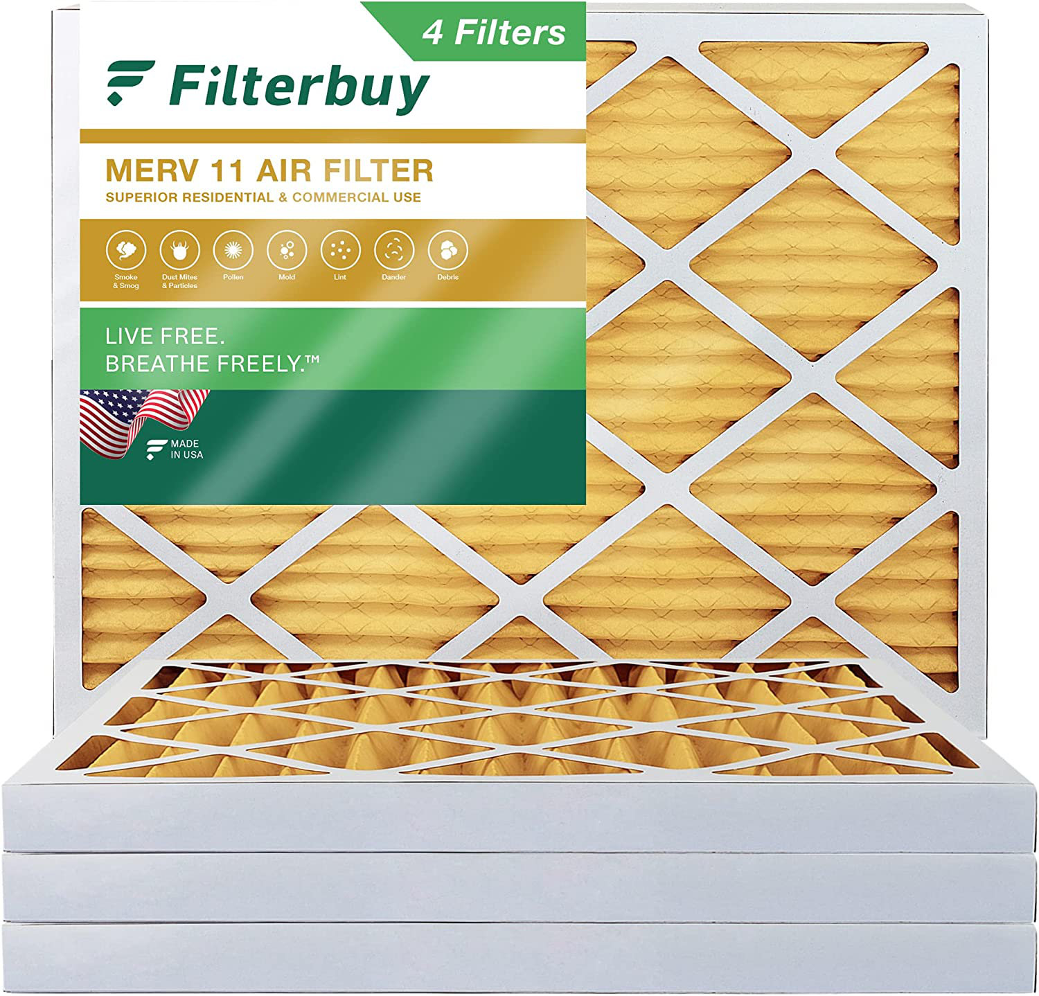 Filterbuy 18x20x2 Air Filter MERV 11, Pleated HVAC AC Furnace Filters ...