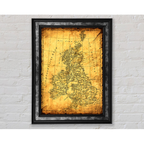 Williston Forge Vintage UK Map - Single Picture Frame Art Prints ...