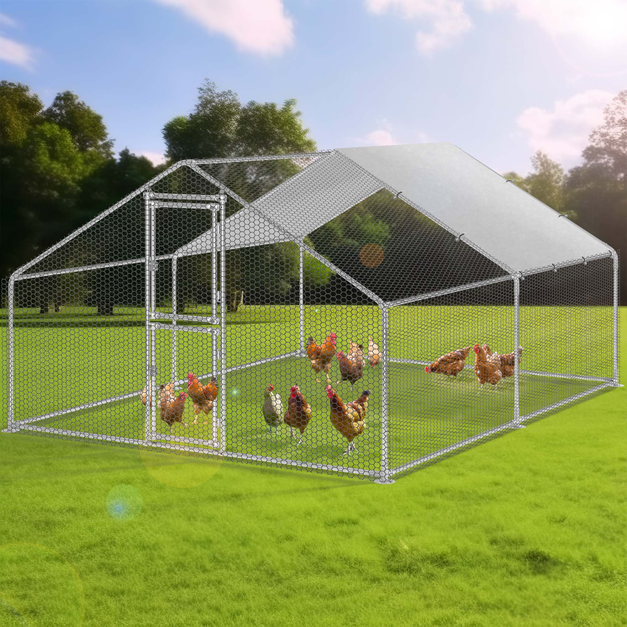 Tucker Murphy Pet™ Metal Chicken Run Coop Walk-in Poultry Cage | Wayfair