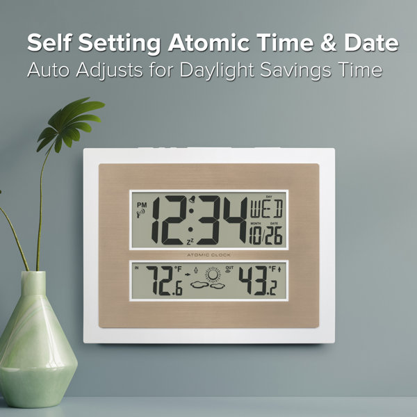 La Crosse Technology Atomic Digital Wall Clock with Temperature ...